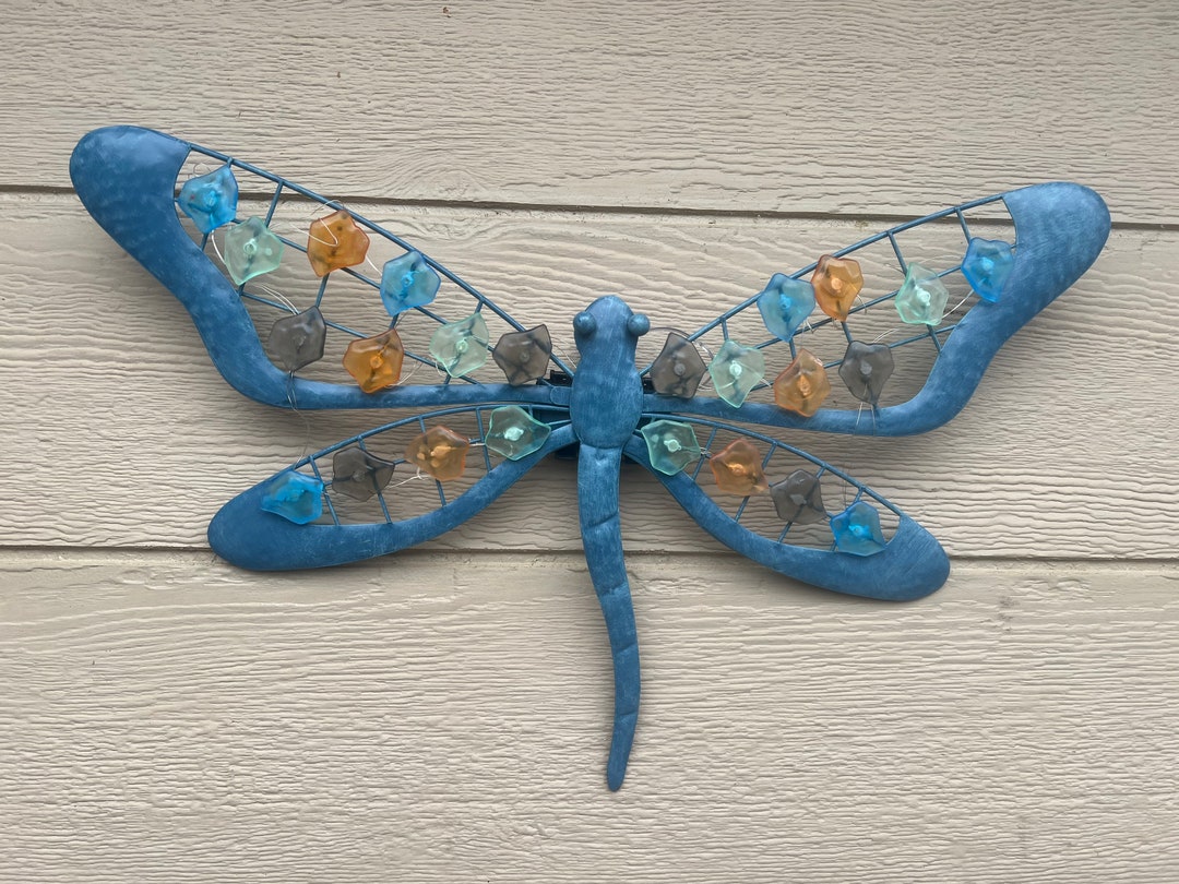 LED Metal Dragonfly Wall Plaque Sign Home Garden Decor / Led/wall ...
