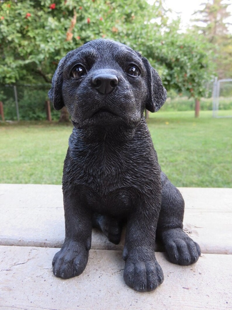 Black Lab Dog Sitting Statue Puppy Figurine / Labrador | Etsy