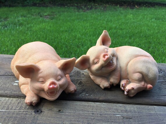 Laughing Pig Figurines
