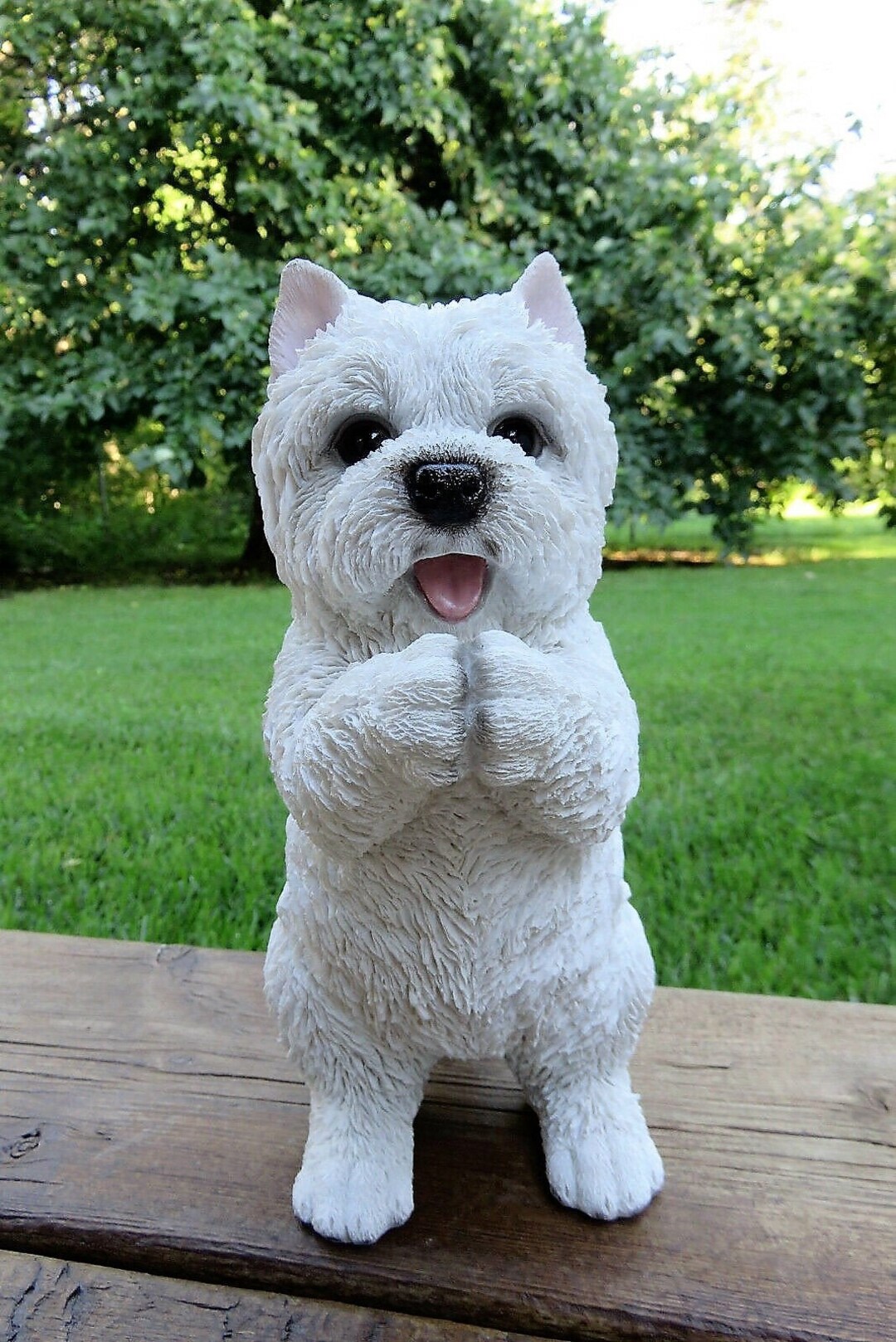 Playful White Westie Dog Figurine ,west Highland Terrier, Home Garden ...