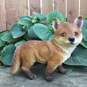 Red Fox Figurine Standing Statue Resin Yard Ornament Lawn Decor Garden ...