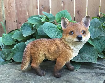 Red Fox Figurine Napping Statue Resin Yard Ornament Lawn Decor Garden ...