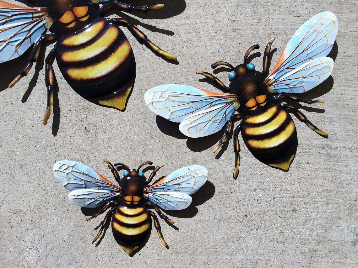 Metal Honey Bee Set of 3 Wall Plaques Signs Home Garden Decor - Etsy