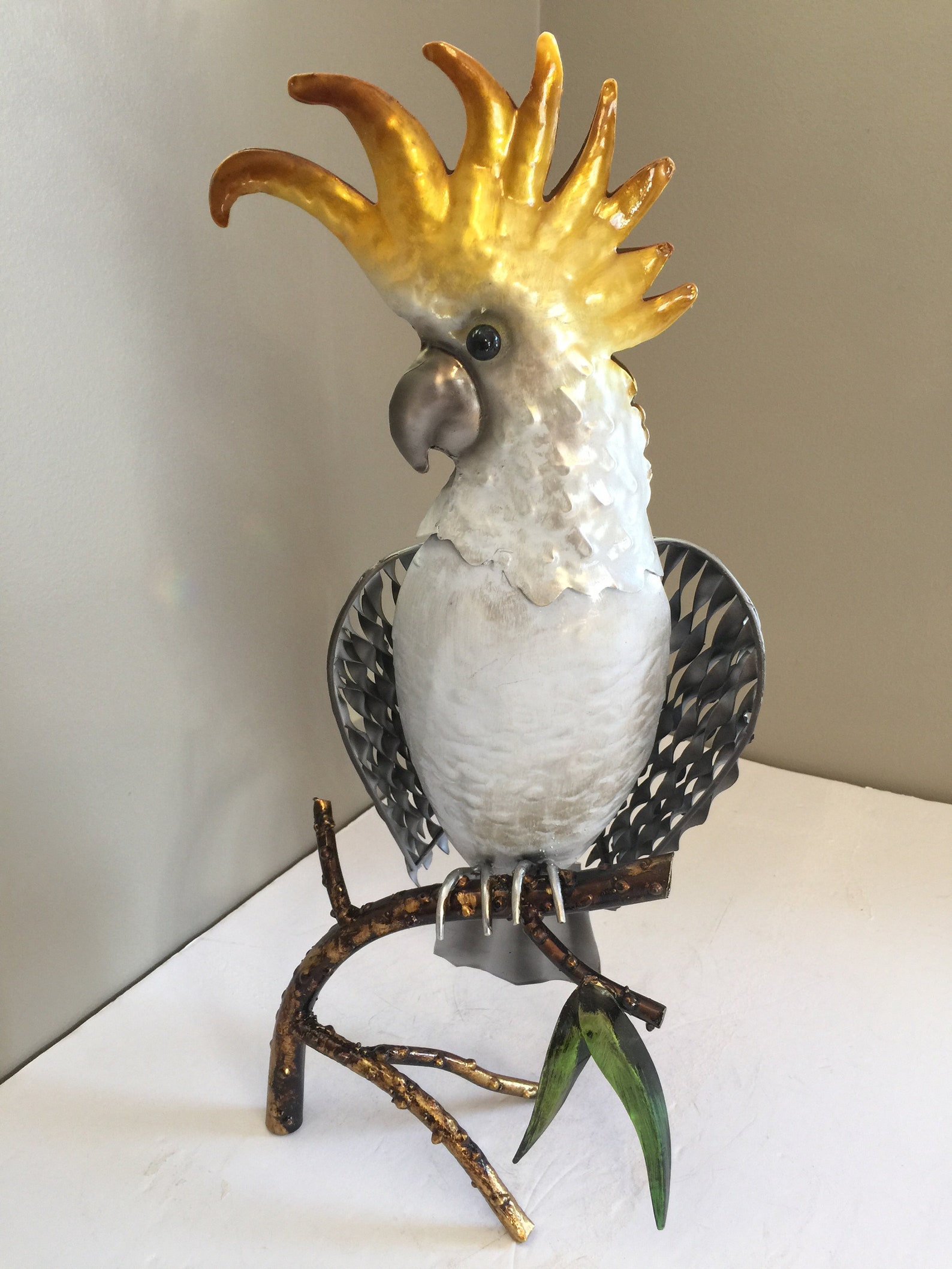 Cockatoo Metal Bird Figurine Sitting on Branch Statues Birds - Etsy