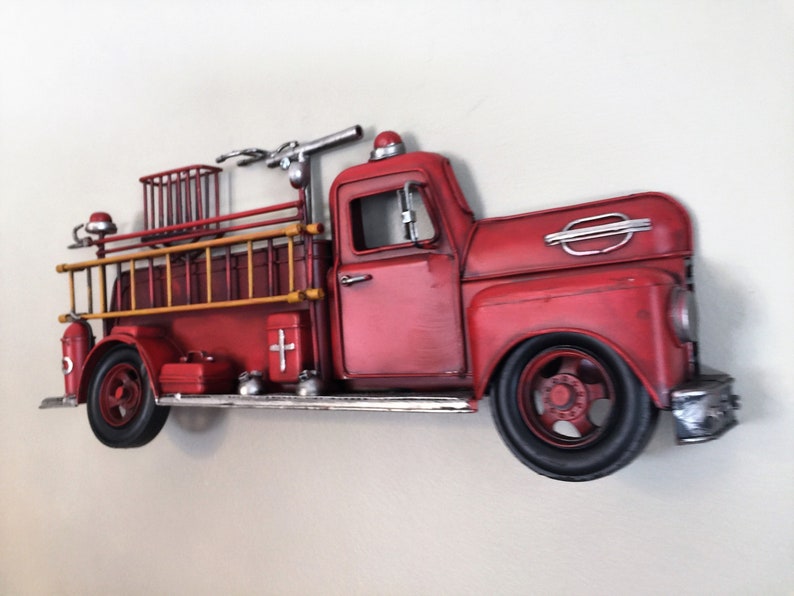 Red Metal Firetruck Metal Wall Sign Fire Engine Fireman - Etsy