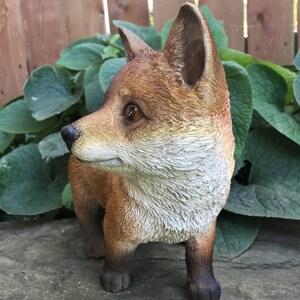 Red Fox Figurine Standing Statue Resin Yard Ornament Lawn Decor Garden ...