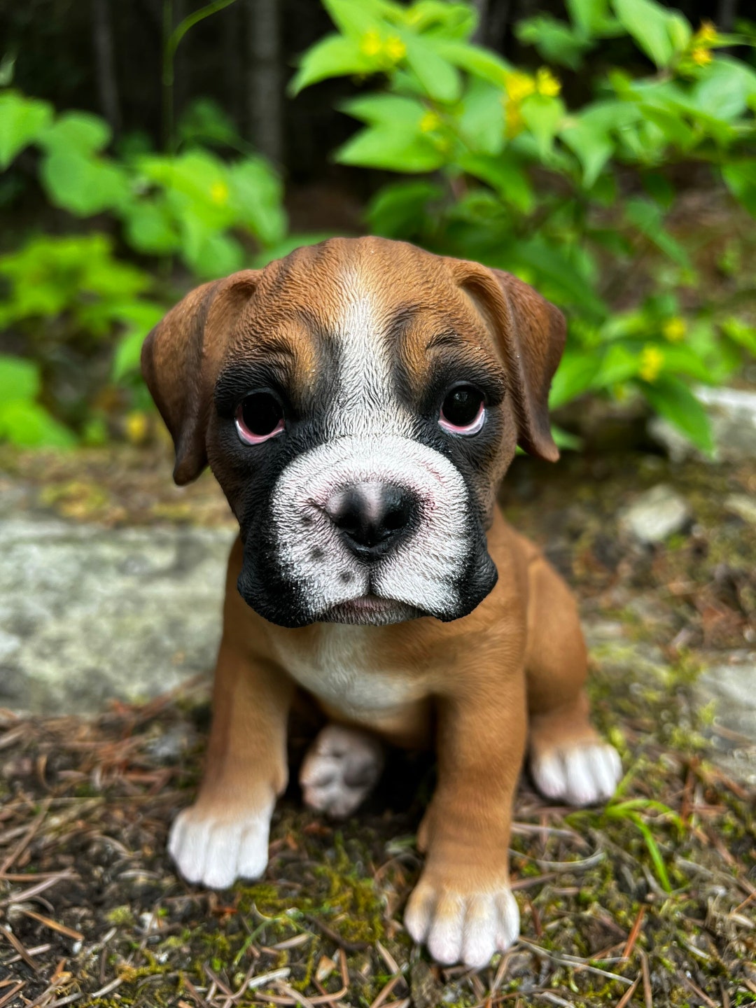 Boxer Puppy Dog Sitting, Statue Yard Figurine, Resin Indoor Outdoor ...