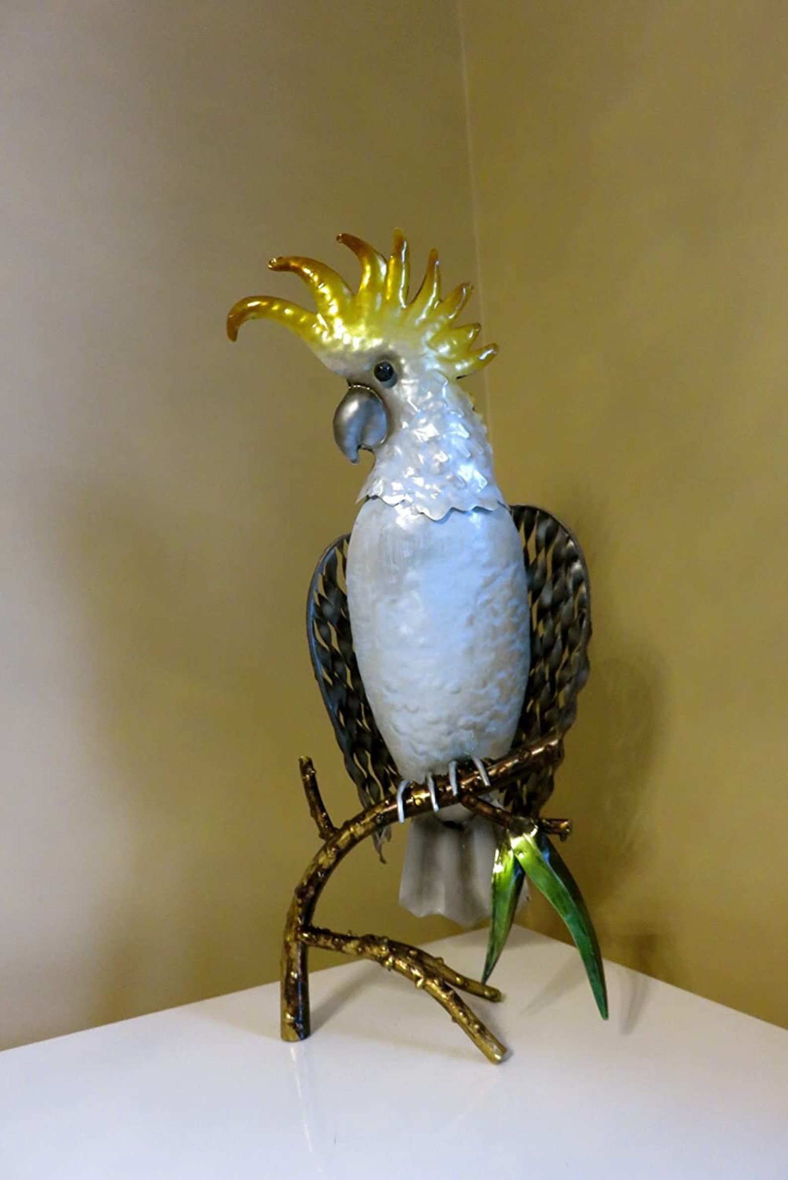 Cockatoo Metal Bird Figurine Sitting on Branch Statues Birds - Etsy