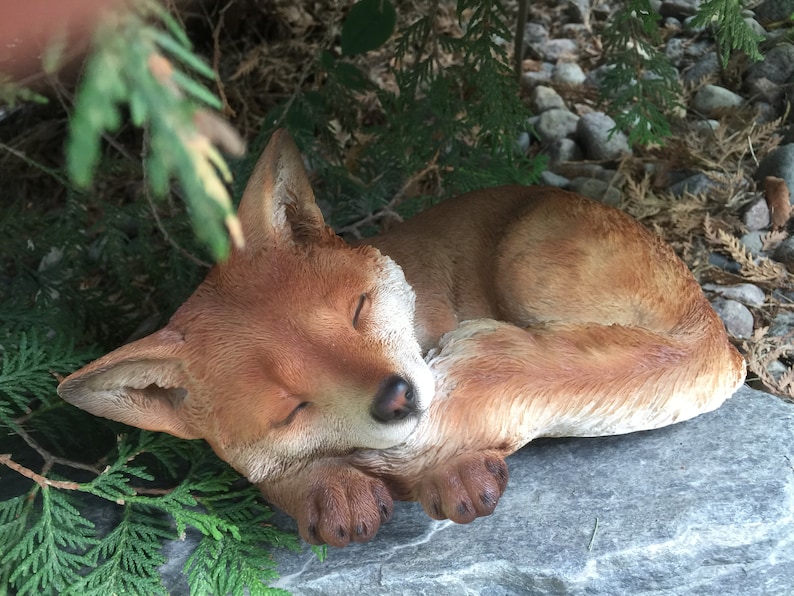 Red Fox Figurine Napping Statue Resin Yard Ornament Lawn Decor - Etsy