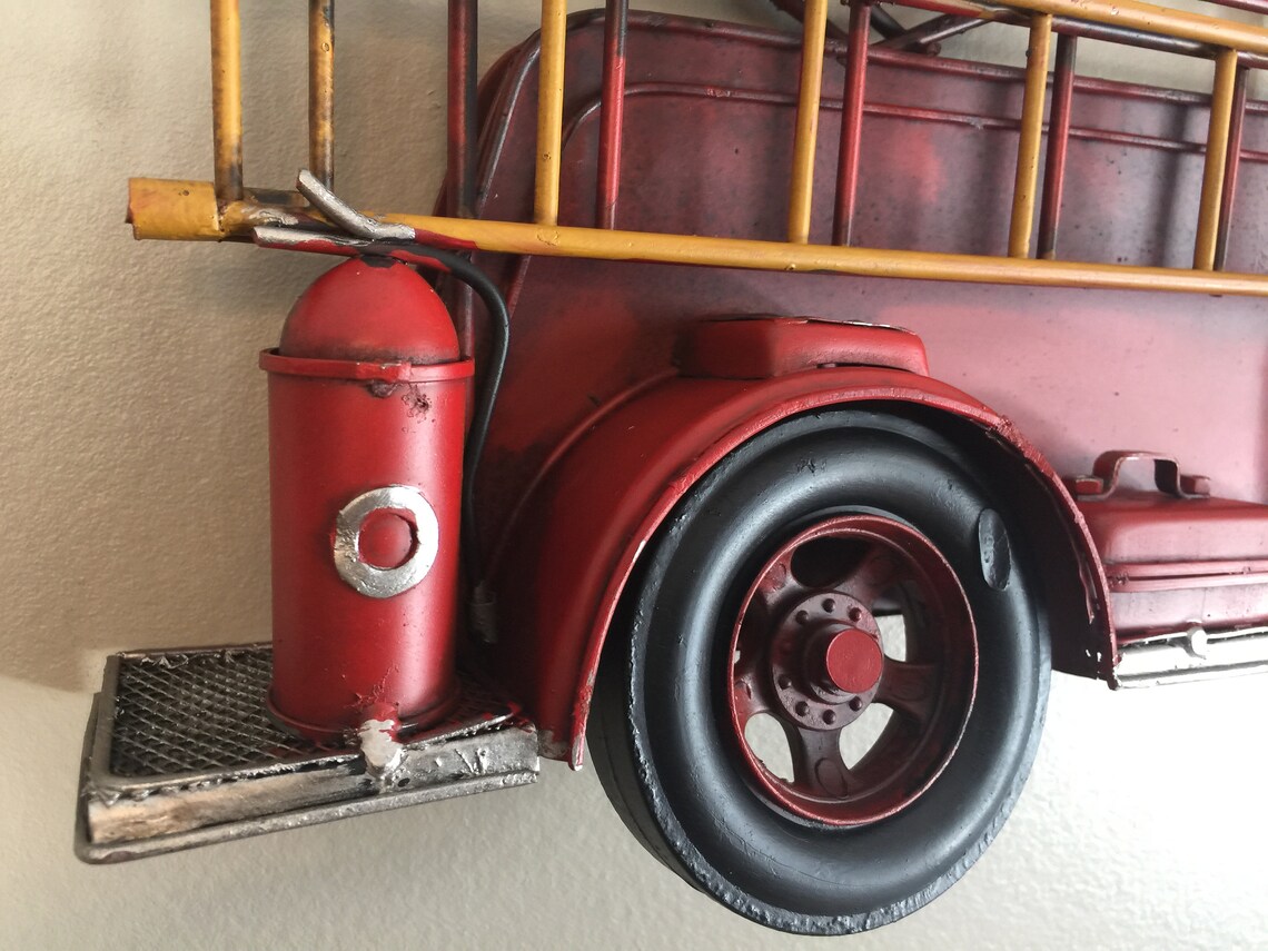 Red Metal Firetruck Metal Wall Sign Fire Engine Fireman - Etsy