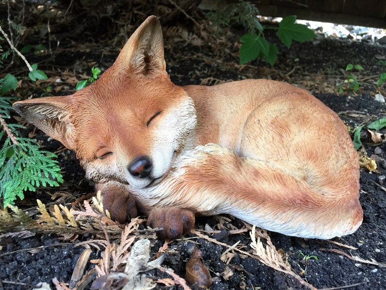 Red Fox Figurine Napping Statue Resin Yard Ornament Lawn Decor - Etsy