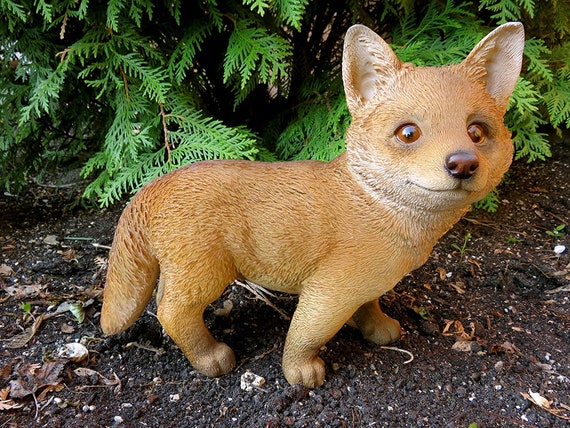 Red Fox Figurine Standing Statue Resin Yard Ornament Lawn - Etsy