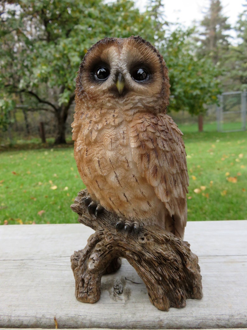 Set of 5 Owl Figurines on Tree Stump /home Garden Decoration | Etsy