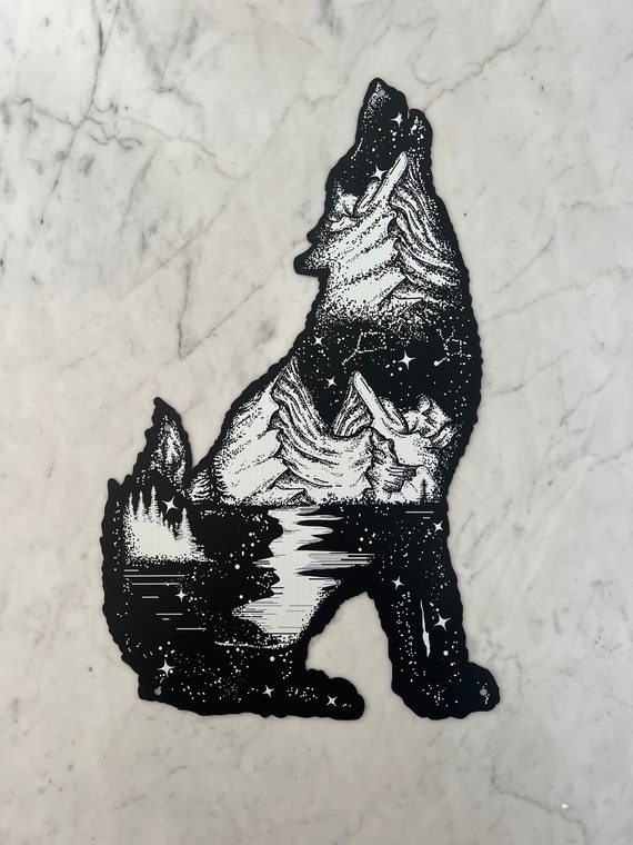 Sitting Howling Wolf Tattoos