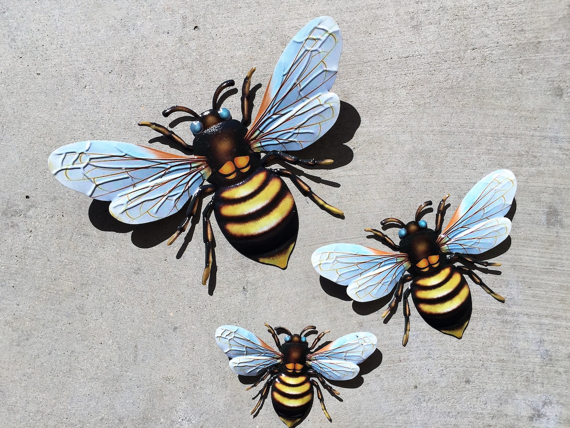 Metal Honey Bee Set of 3 Wall Plaques Signs Home Garden Decor - Etsy