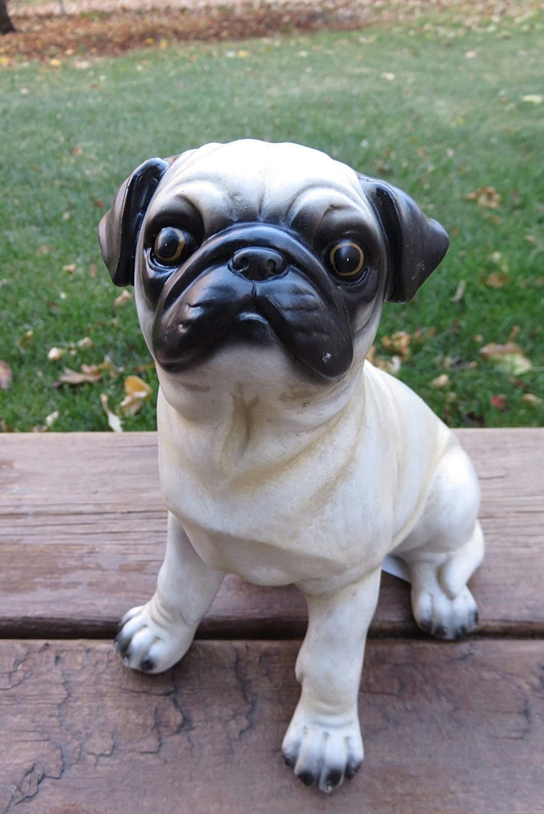 Pug Dog Sitting Statue Puppy Figurine 8 Inches High Realistic Details ...