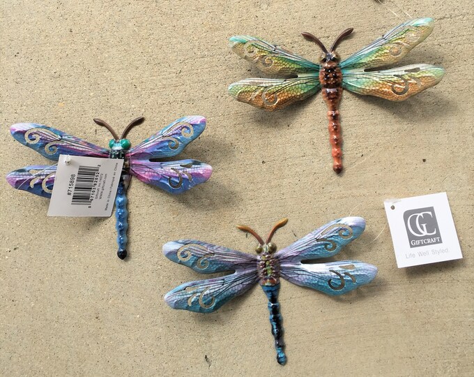 3 Metal Dragonflies Wall Plaques Signs/ Home Garden Decor/wall Hangings ...