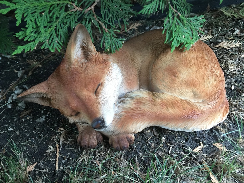 Red Fox Figurine Napping Statue Resin Yard Ornament Lawn Decor - Etsy