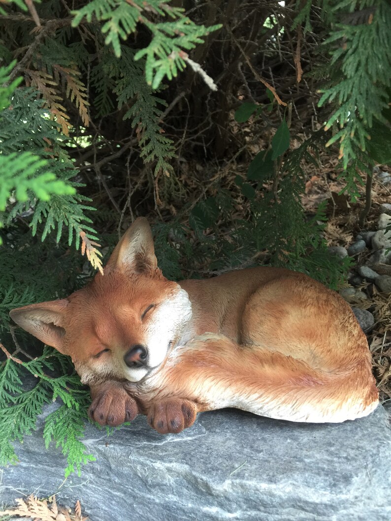 Red Fox Figurine Napping Statue Resin Yard Ornament Lawn Decor - Etsy