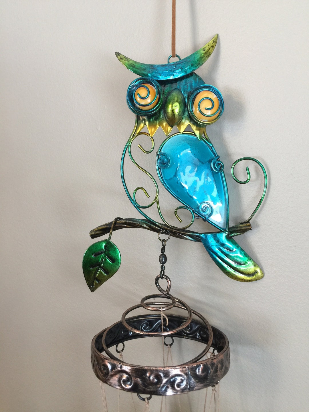 Owl Wind Chime / Garden Yard Patio Decoration / Metal With - Etsy