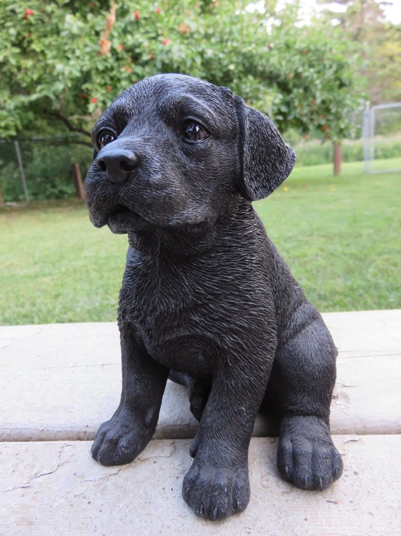 Black Lab Dog Sitting Statue Puppy Figurine / Labrador | Etsy