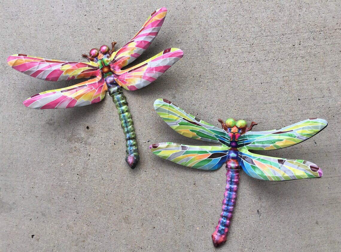 2 Metal Dragonflies Wall Plaques Signs/ Home Garden Decor/wall - Etsy