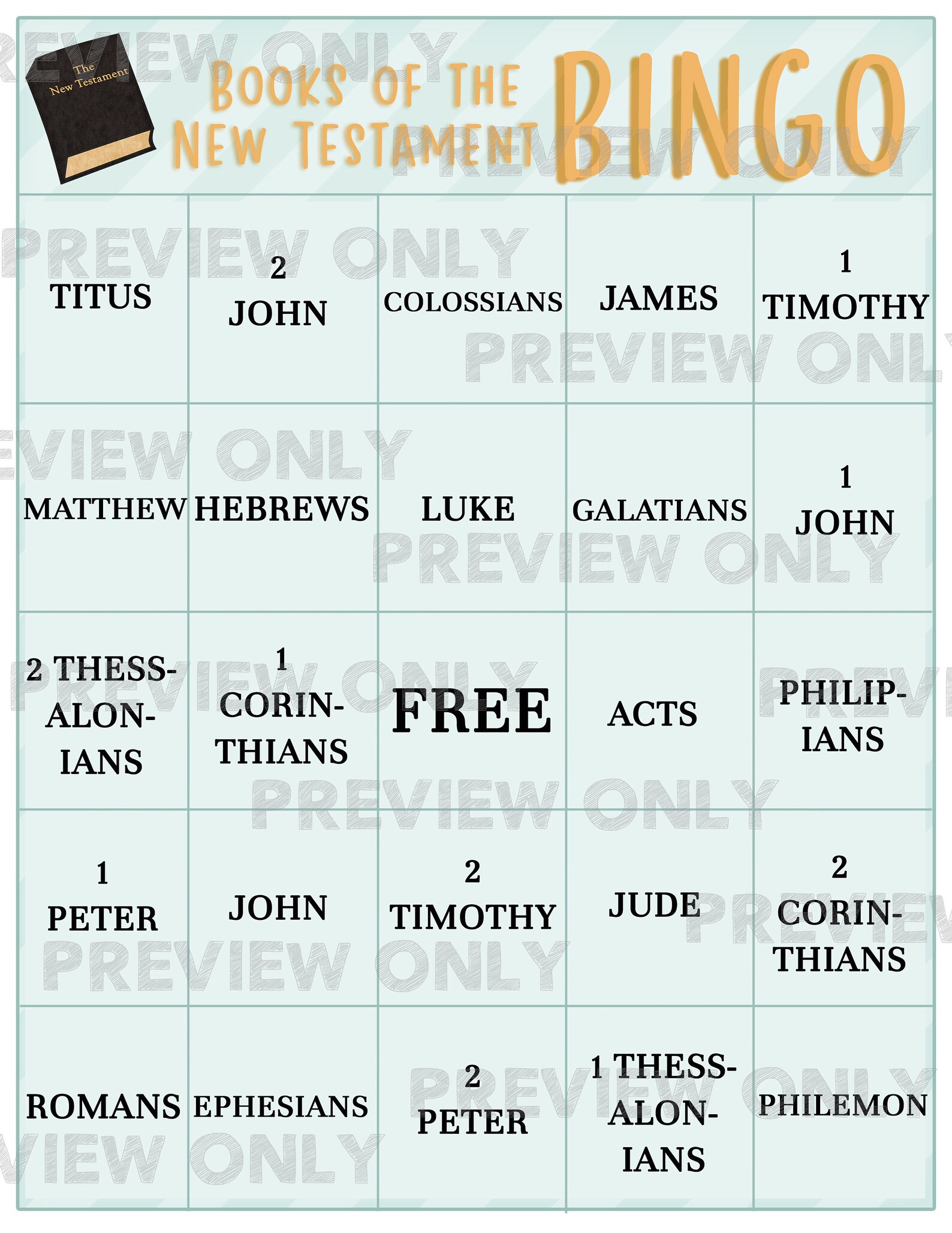 Books of the New Testament Bingo - Etsy