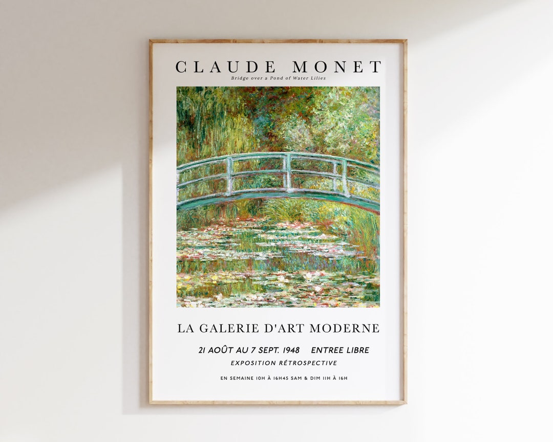 Monet Art Print, Bridge Over a Pond of Waterlilies, Exhibition Poster ...