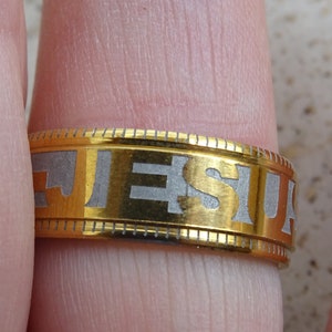 Religious Silver Gold Plated Jesus Ring ~ Stainless Steel Ring With ...