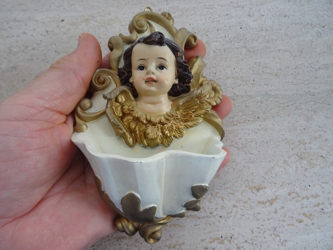 Religious Catholic French Holy Water Font Stoup With Guardian Angel ...