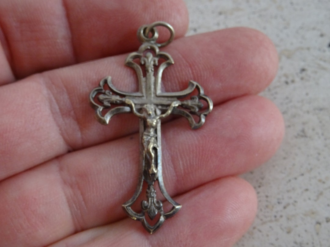 Religious Antique French Catholic Crucifix Pendant Cross Pectoral Cross ...