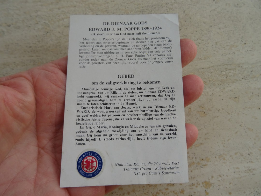 Religious Catholic Shrine Card With Reliquary Relic of Priest Saint ...