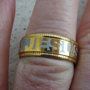 Religious Silver Gold Plated Jesus Ring ~ Stainless Steel Ring With ...