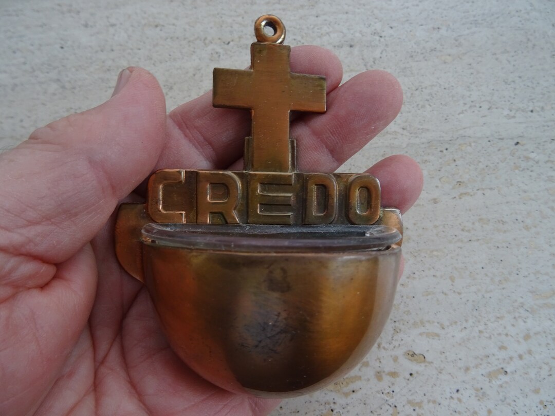 Religious Catholic Antique French Copper Holy Water Font Stoup With the ...