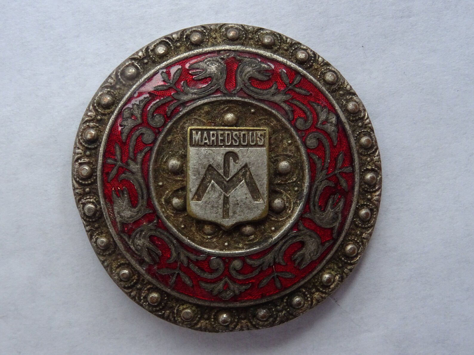Religious Antique French Catholic Silver Plated Enameled Brooch ...