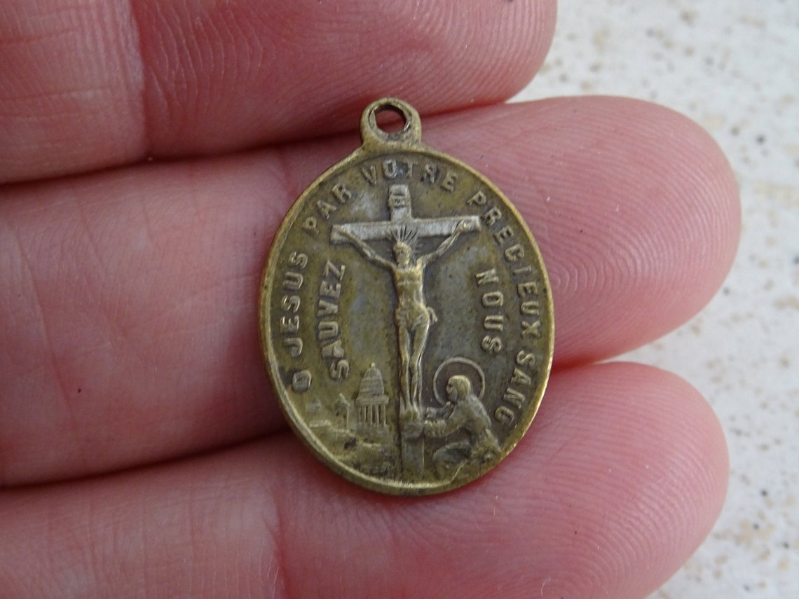 Religious Antique Copper Catholic Medallion Charm Pendant Medal of ...