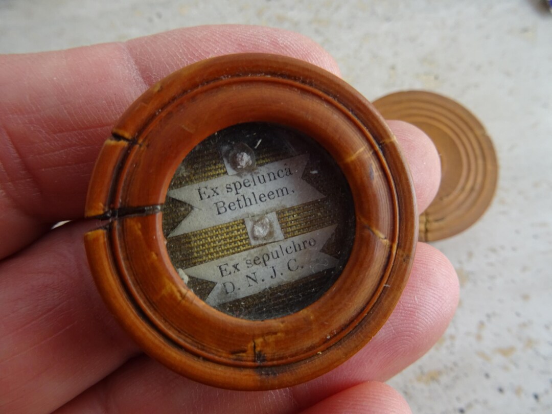 Religious Catholic Wooden Theca Reliquary Shrine With Relic Bethlehem ...