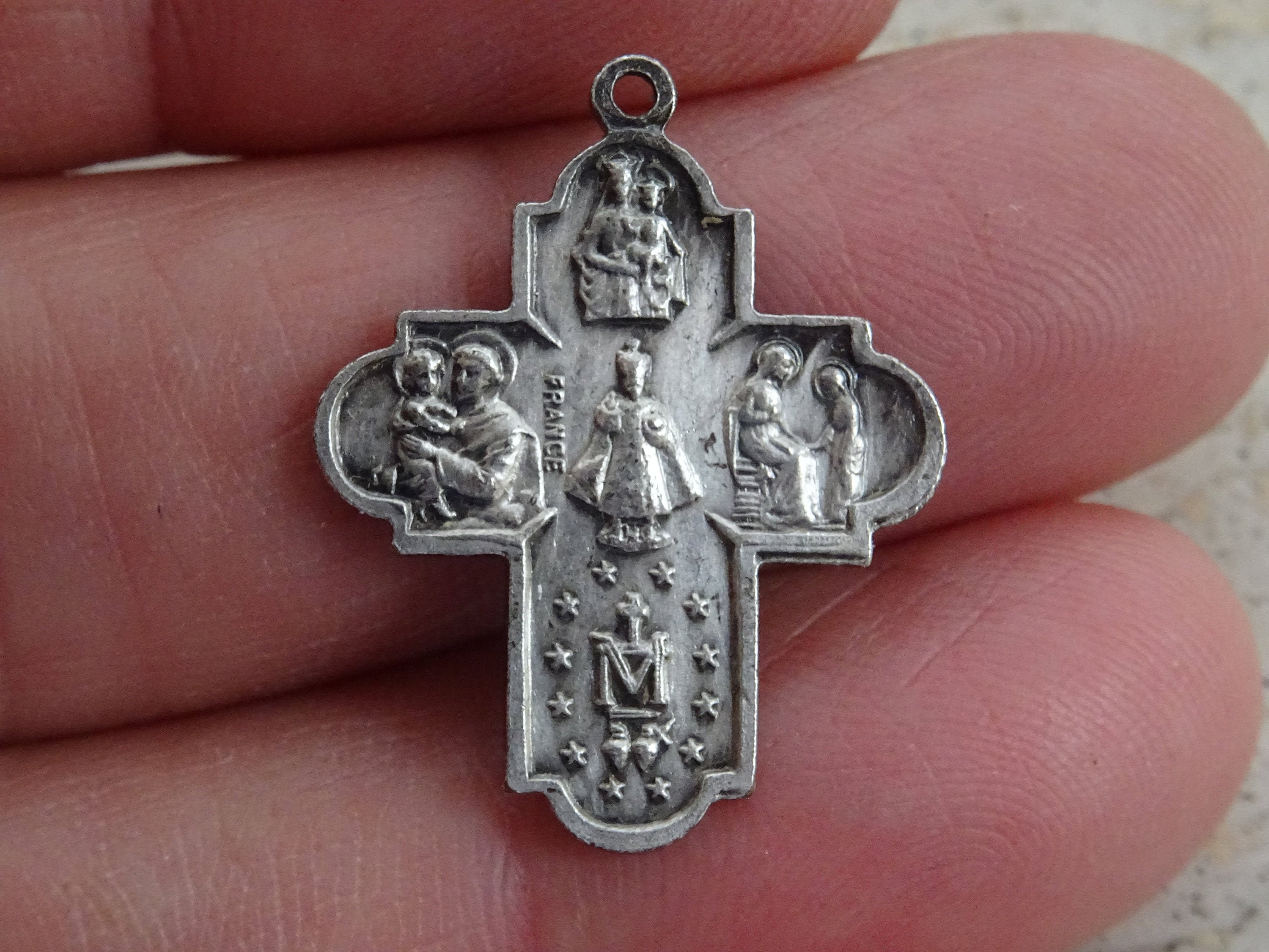 Religious French catholic crucifix medal charm medallion | Etsy