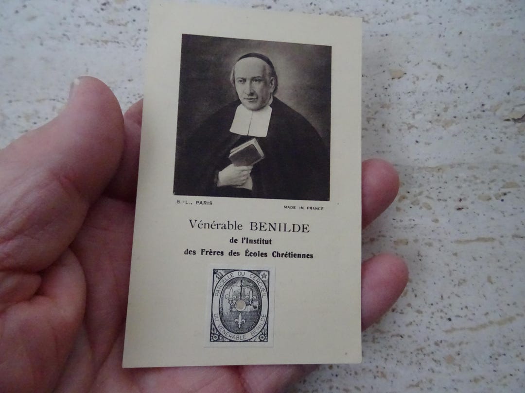 Religious Antique Catholic Shrine Card With Relic of Saint Benilde. TT ...