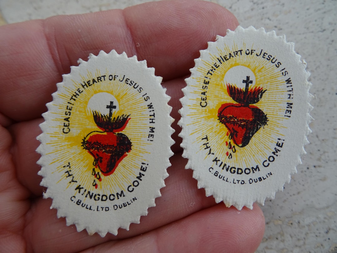 Pair of Vintage Sacred Heart of Jesus Badges – “cease! the Heart of ...