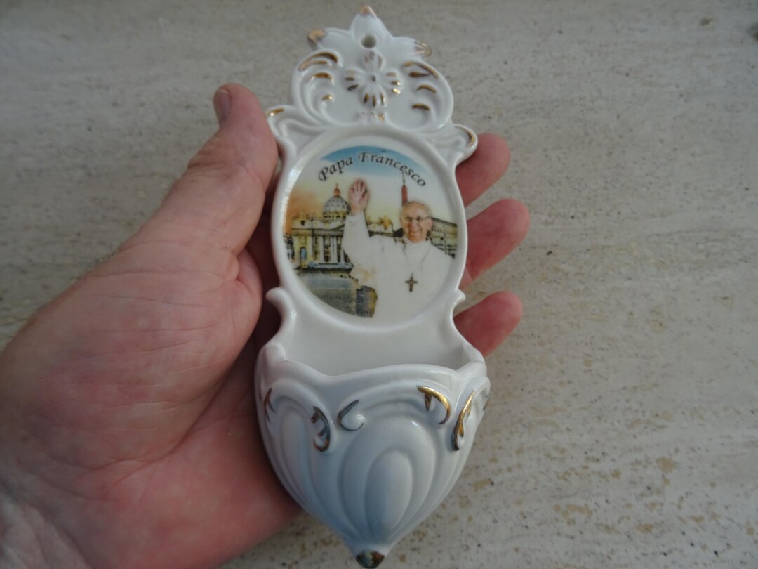 Religious Vintage Catholic French Porcelainen Holy Water Font Stoup of ...