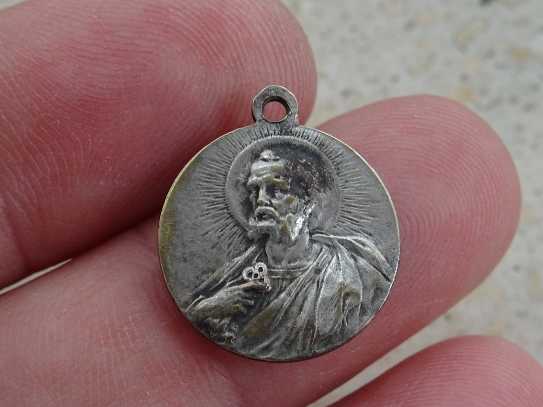 Religious Catholic Silvered Medal Pendant Medaillon Charm Medallion of ...