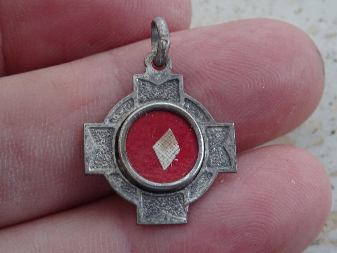 Religious Antique French Silvered Catholic Medal Pendant Relic Shrine ...