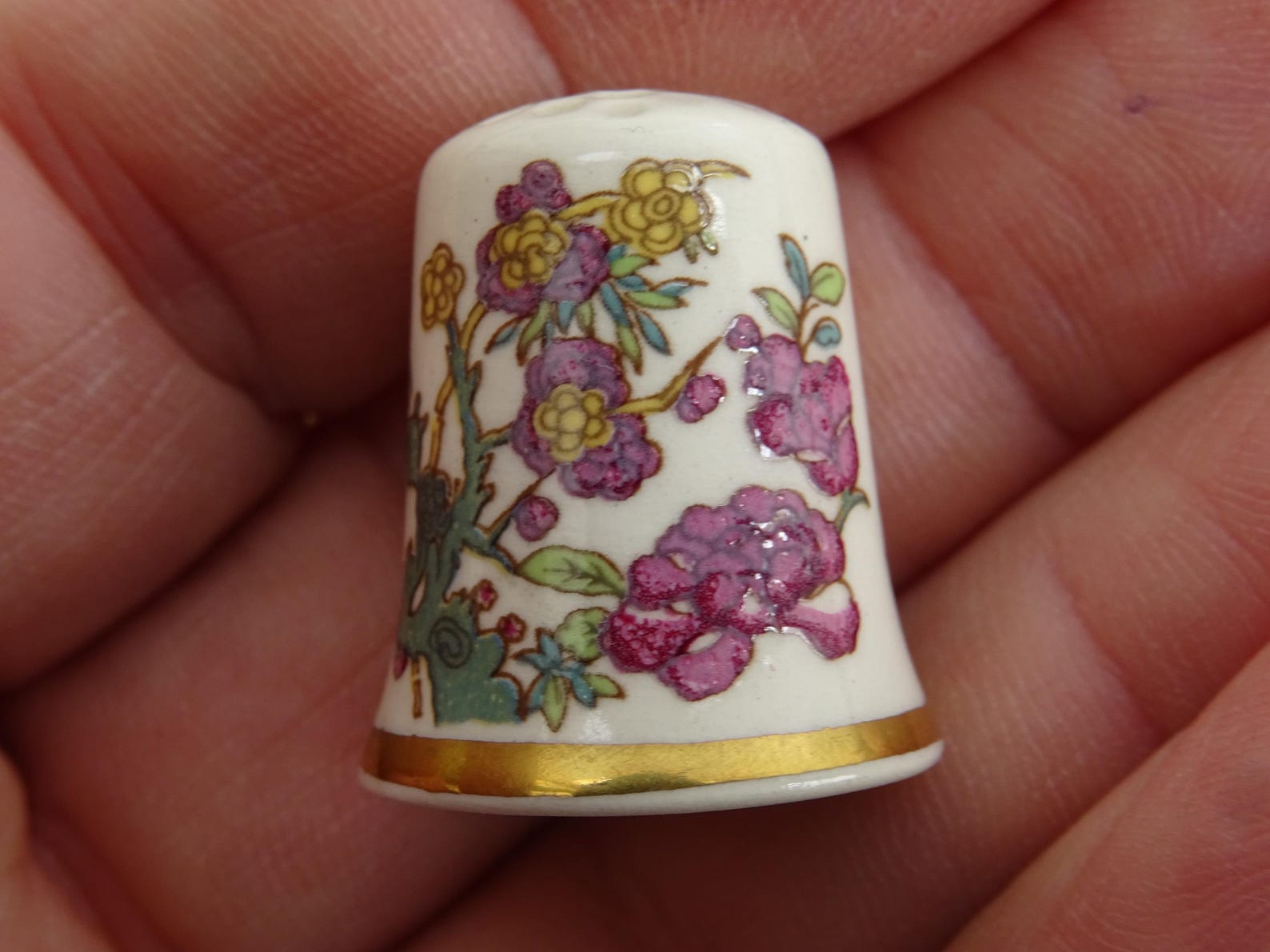 Vintage French Porcelainen Thimble Thimbleful With Flowers. ( D 8 ) - Etsy