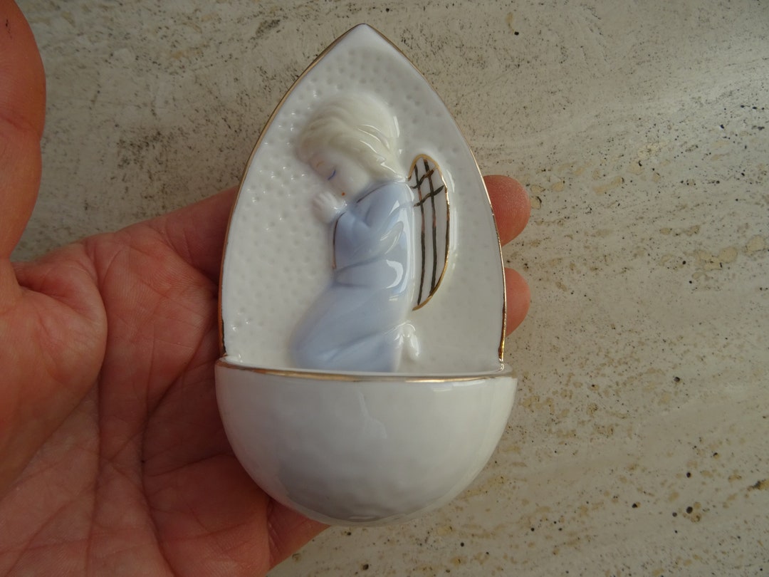 Religious Catholic Holy Water Font Stoup With a Praying Kneeling ...