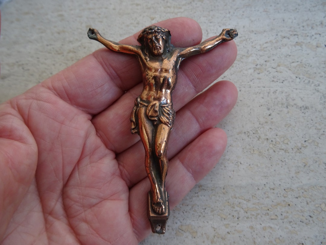 Religious Antique French Catholic Copper Crucifix Mount, or 'corpus ...
