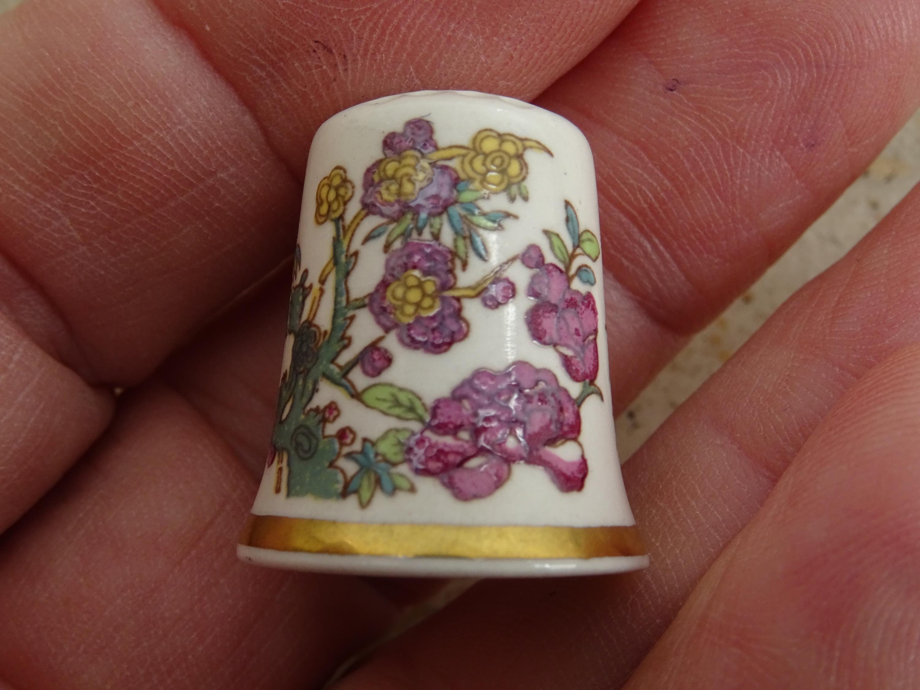 Vintage French Porcelainen Thimble Thimbleful With Flowers. ( D 8 ) - Etsy