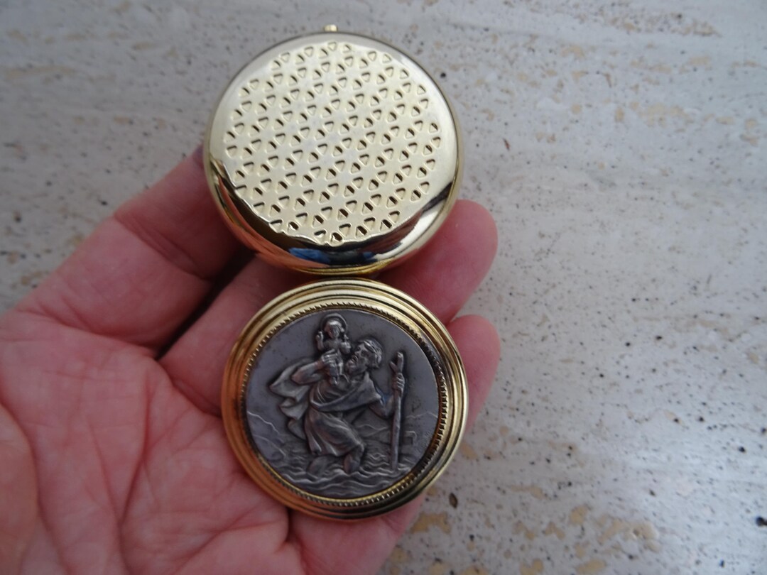 Rare Vintage Communion Pyx Silver Gold Tone Devotional Catholic Host ...