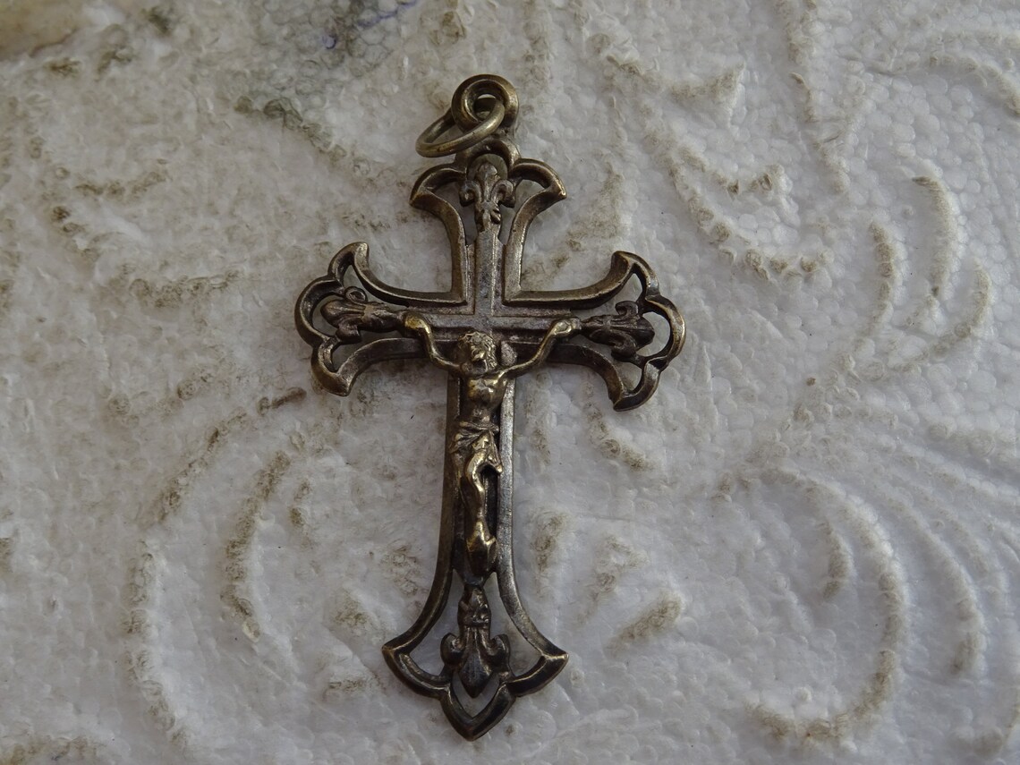 Religious Antique French Catholic Crucifix Pendant Cross - Etsy