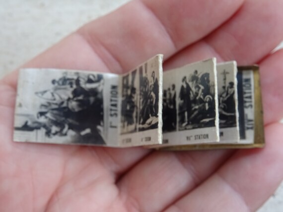 Religious antique French booklet relic with black and white | Etsy